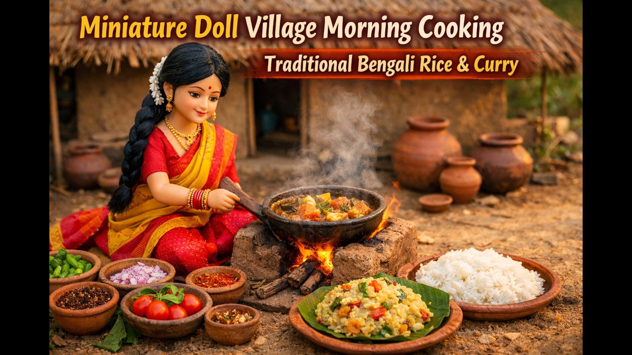 Miniature Doll Village Morning Cooking Traditional Bengali Rice & Curry ...