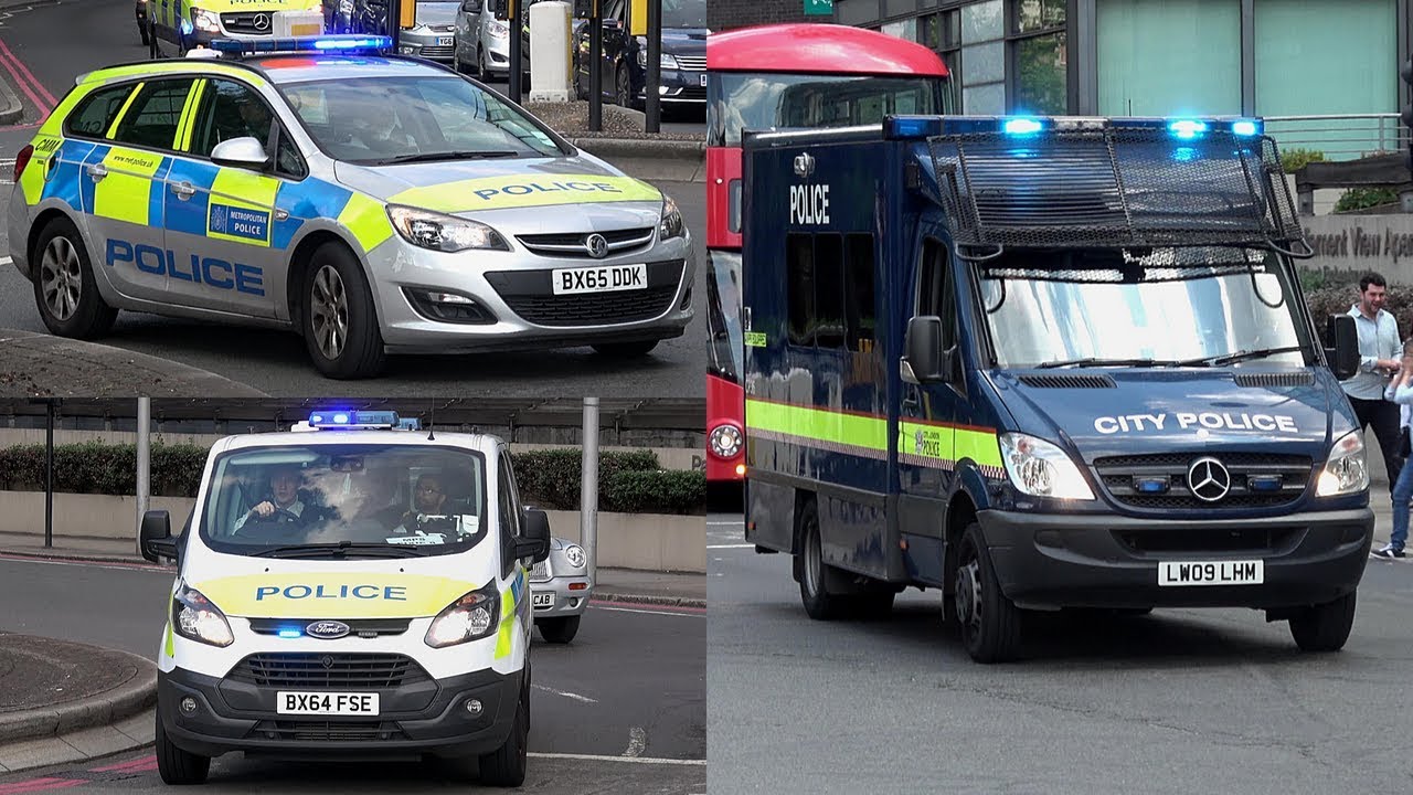 London Police Cars & Vans Responding - siren & lights - YouTube