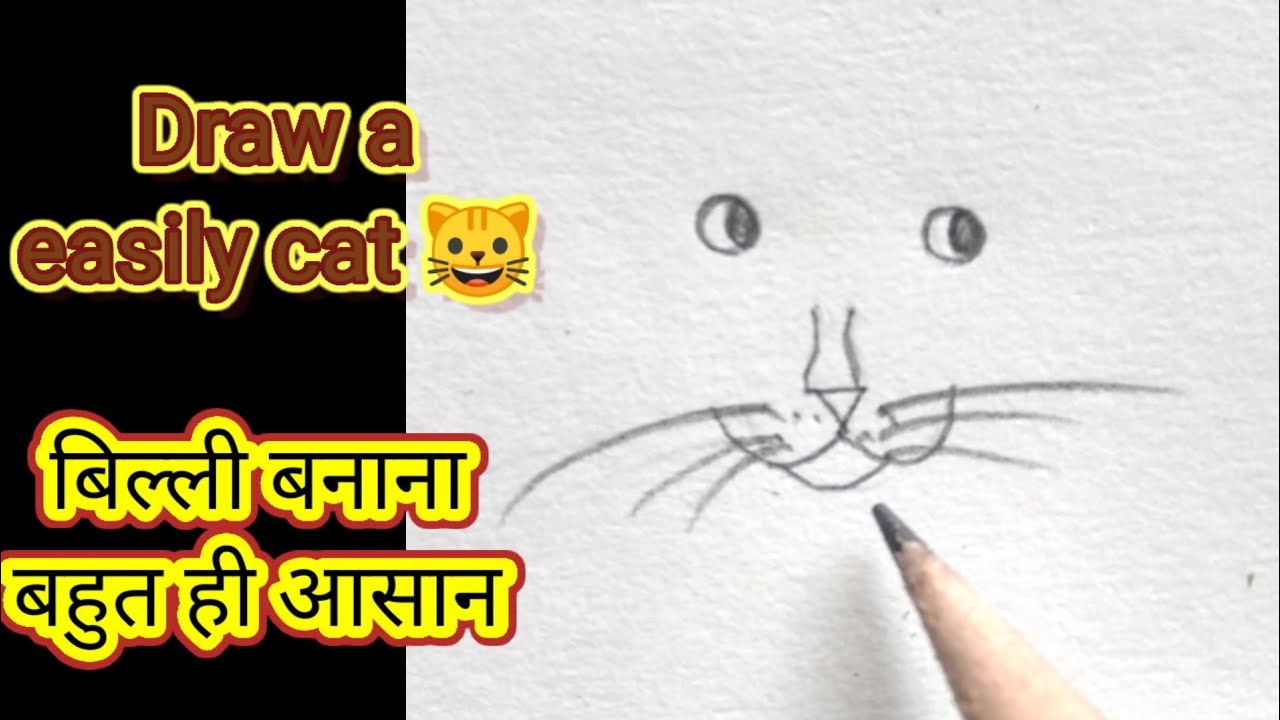 draw cat drawing easily(बिल्ली का चित्र आसानी से बनाएं) billi ka chitra ...
