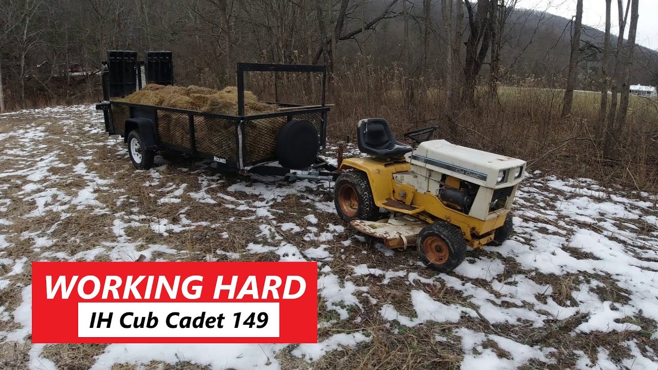 Working Hard - IH Cub Cadet 149 Hauling Hay & Cold Start - YouTube