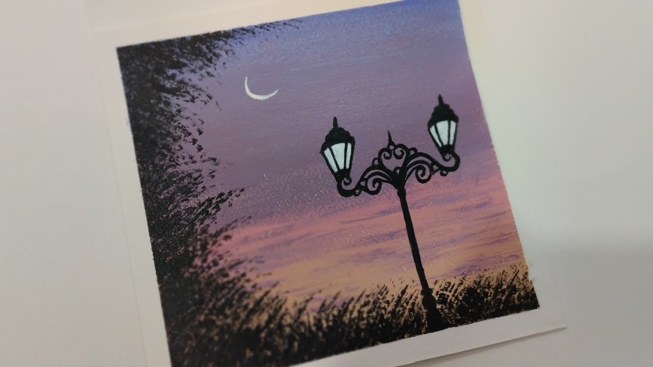 How to make street lamp/ Easy Steet Lamp Acrylic Painting Tutorial ...