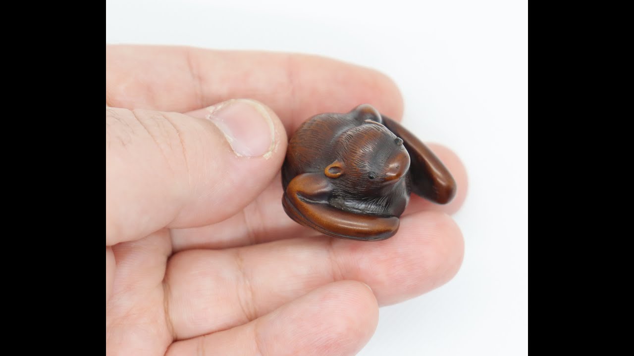 Contemporary 21st Century Boxwood Bat Netsuke - YouTube