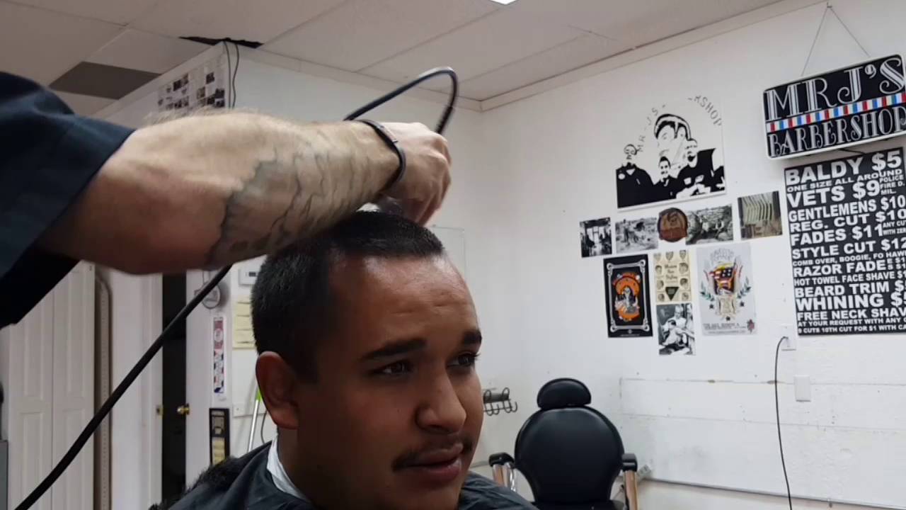 MRJ BARBERSHOP fast speed haircut fade 000 medium - YouTube