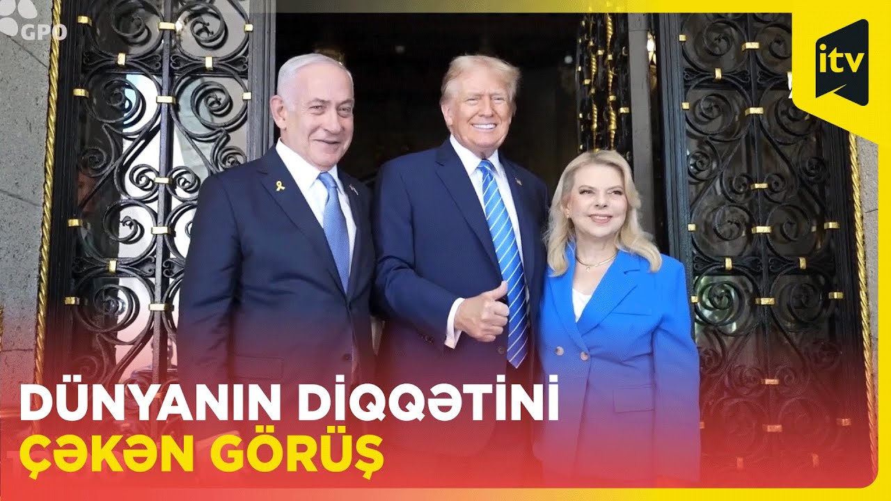 Tramp Palm Biçdə Netanyahu və xanımı ilə görüşüb - YouTube