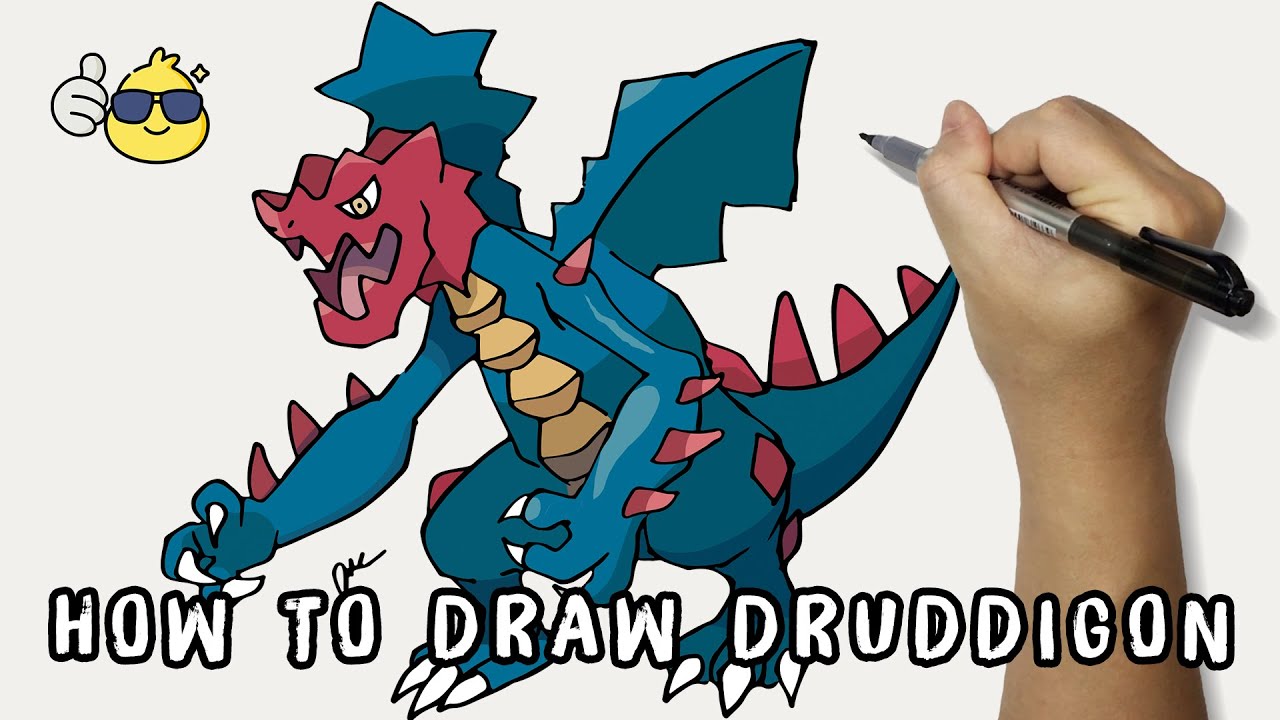 How to Draw Pokemon Druddigon Step by Step Easy | Duc Draw - YouTube