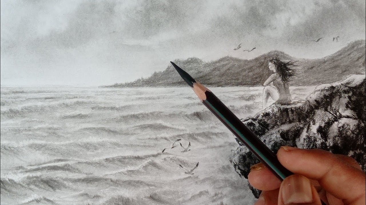 Easy pencil drawing of an expressive drawing of separation or sadness ...