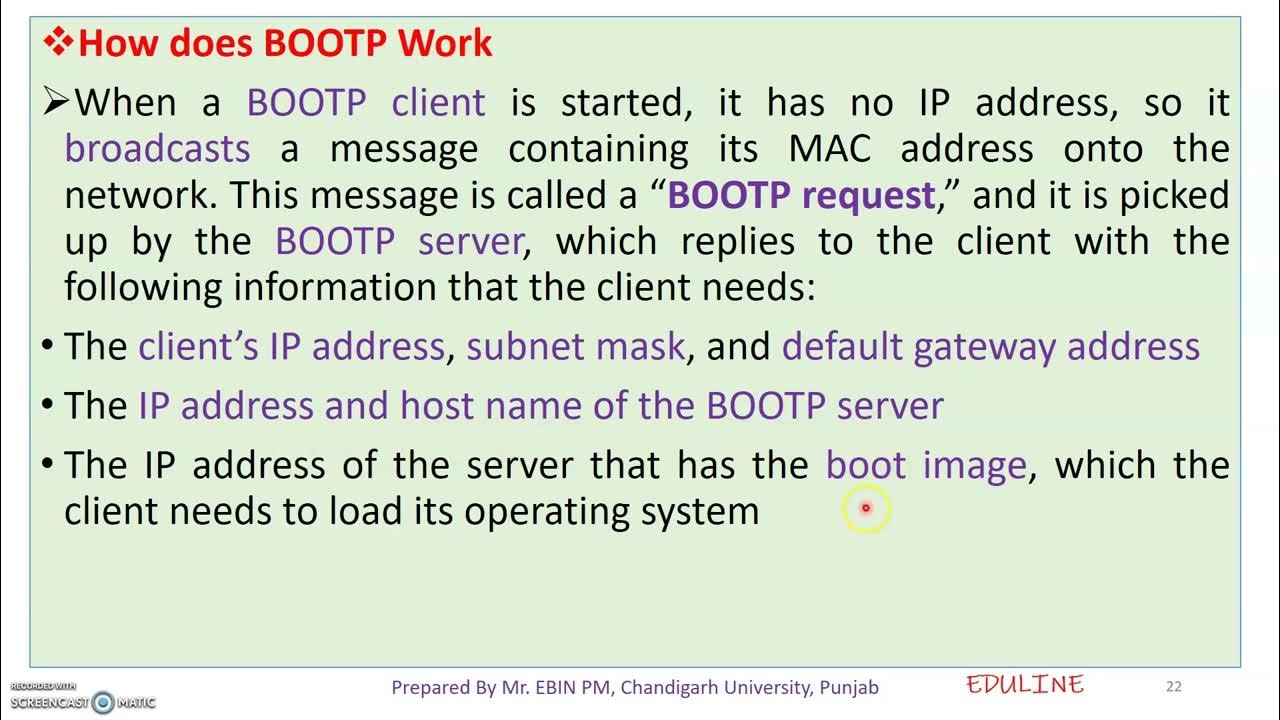 MODULE 4 - TOPIC 4 - BOOTSTRAP PROTOCOL (BOOTP) - YouTube