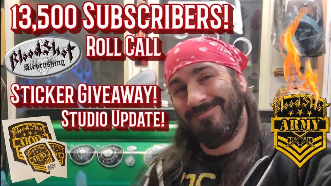 13,500 Subscriber Roll Call Sticker Giveaway & Studio Update Video ...