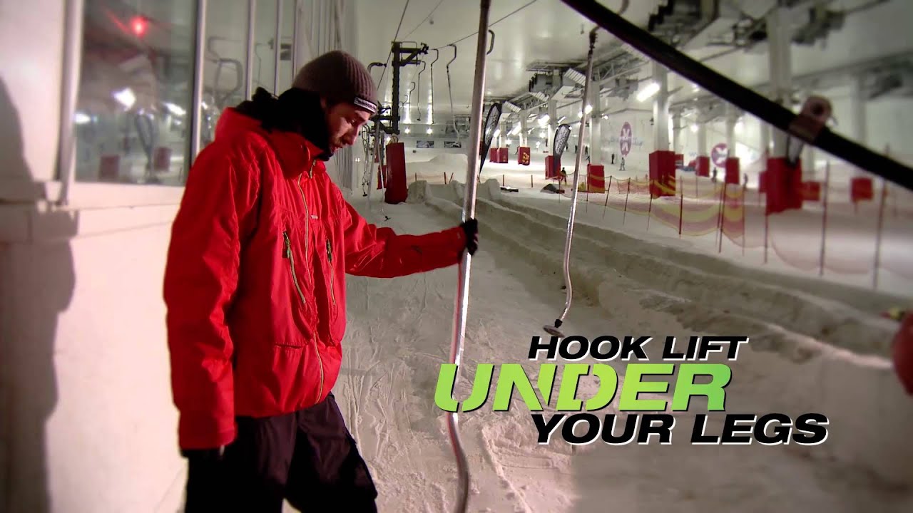 Using a button lift with a Snowboard - YouTube