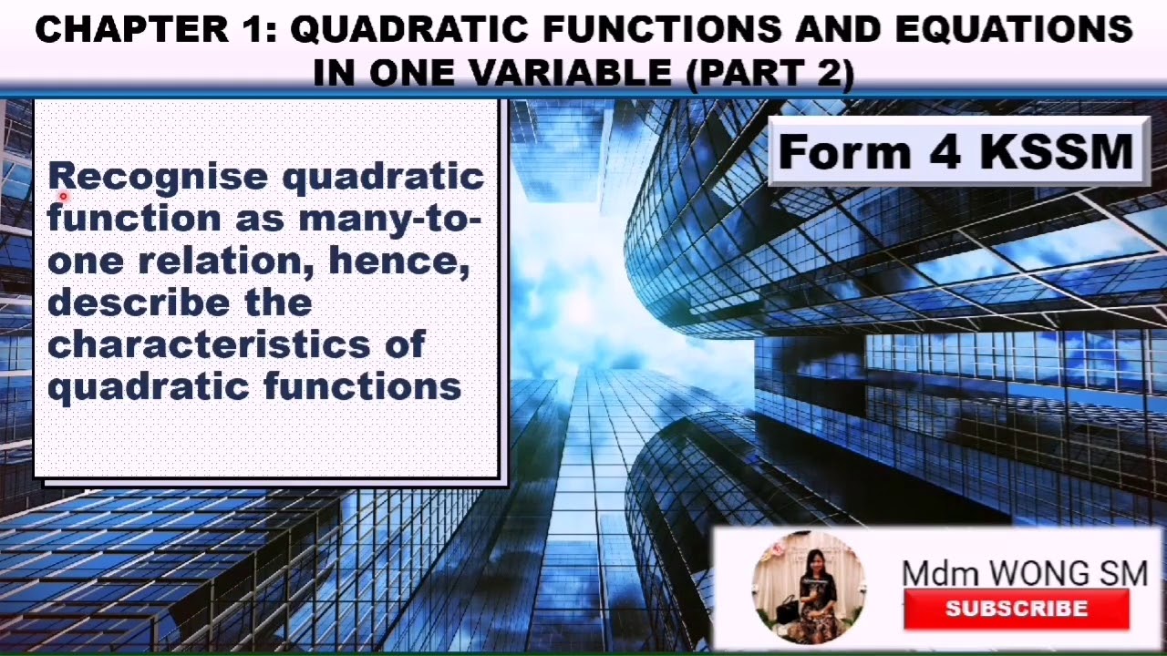Quadratic Functions and Equations In One Variable (Part 2) - YouTube