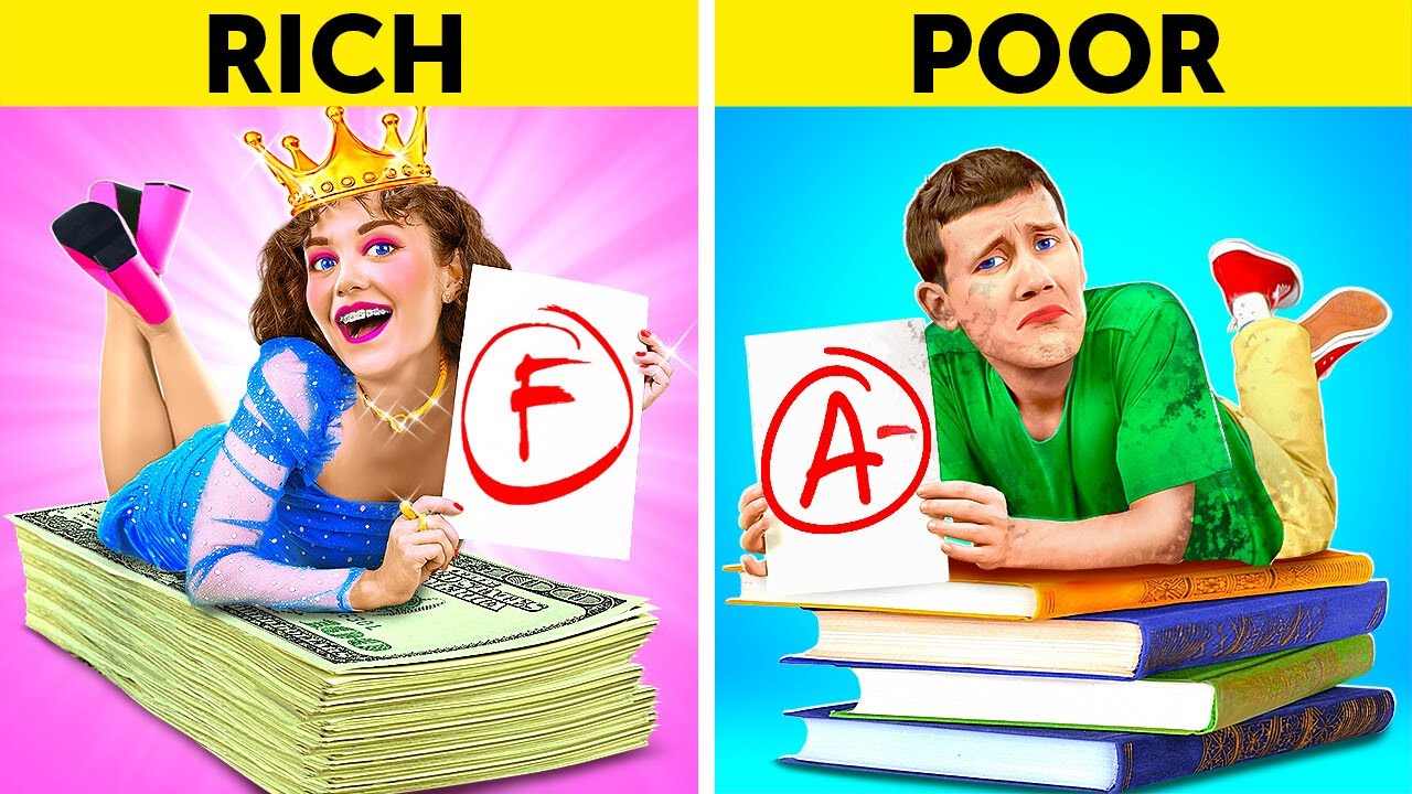 RICH vs BROKE STUDENTS HACKS 📚 Awesome School Situations, DIYs and ...
