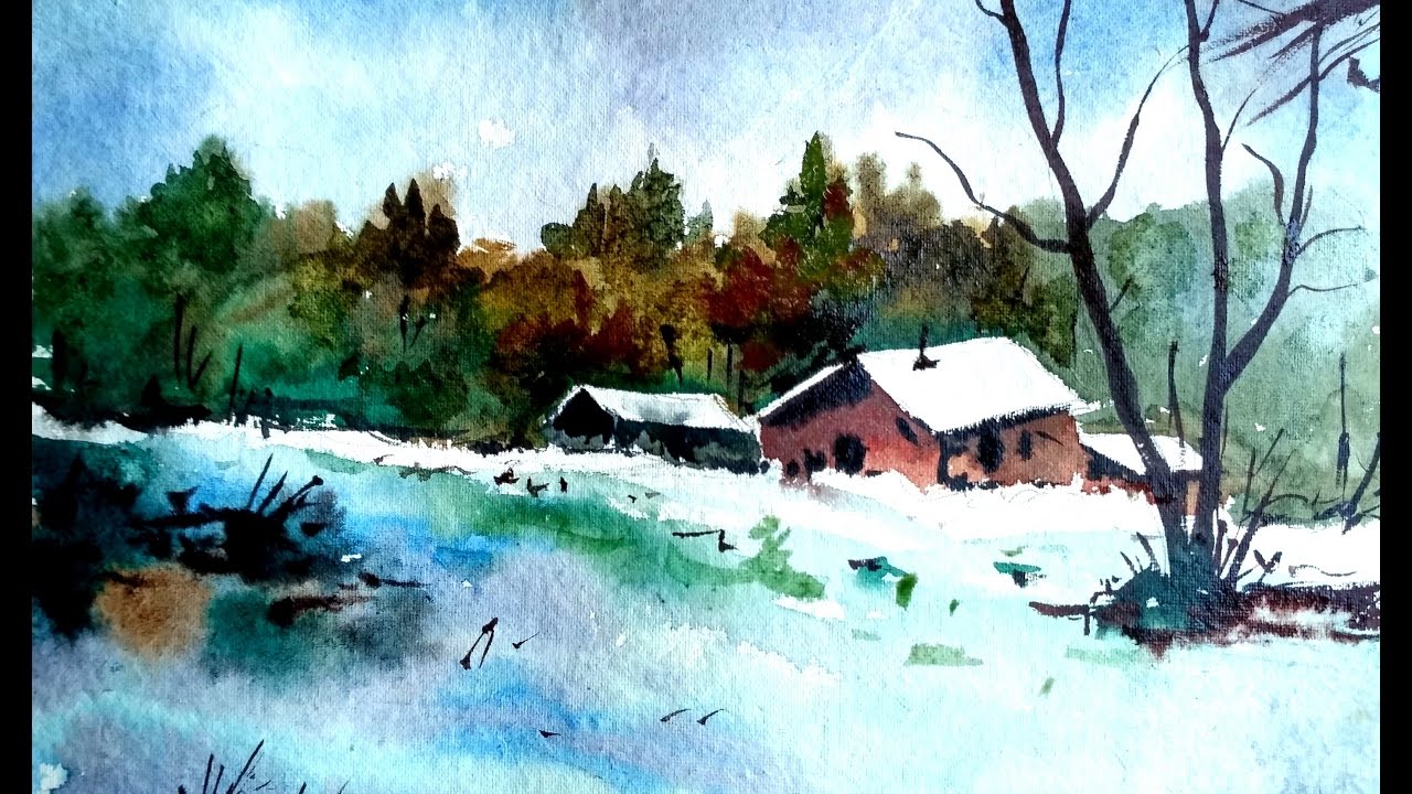 Beautiful Scenery Painting in Simple Steps | Paint with david | - YouTube