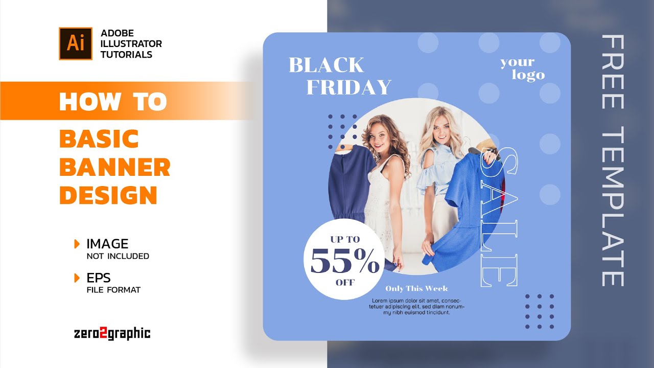 How to Basic Banner Design in Adobe Illustrator for Beginners (Free ...