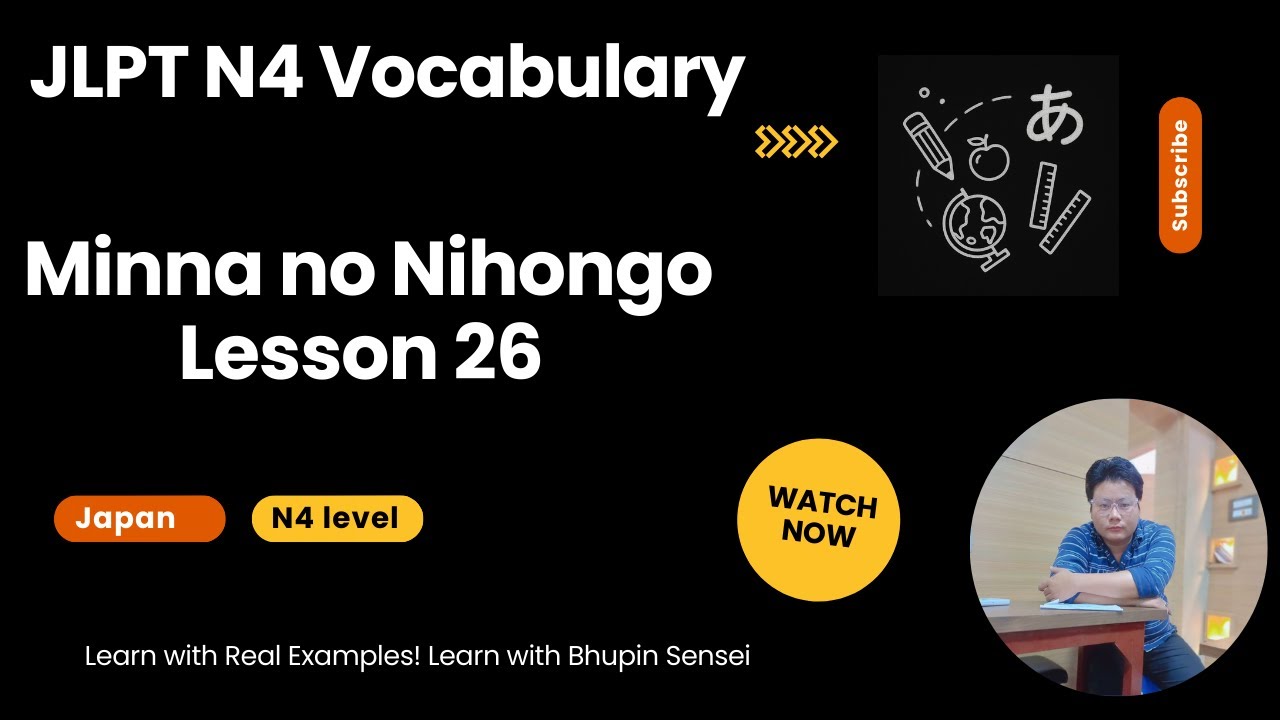 Lesson 26 Vocabulary | N4 Level Japanese Learning | Learn Minna No ...