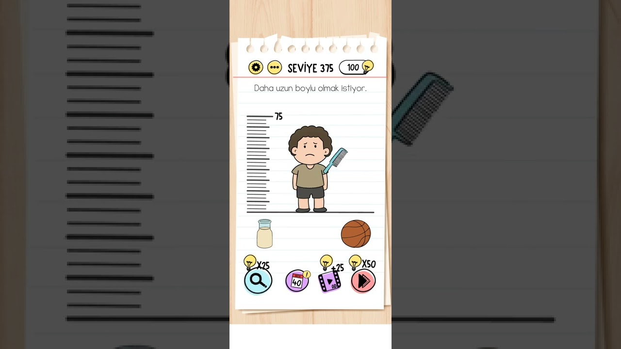 Brain test level 375 answer-seviye 375 cevabı-He wants to be taller ...