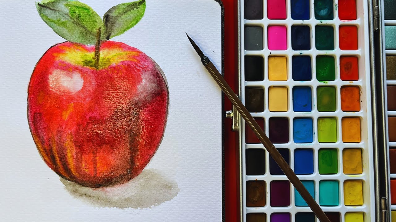 How to Paint a Realistic Apple in Watercolors | Step-by-Step Tutorial ...