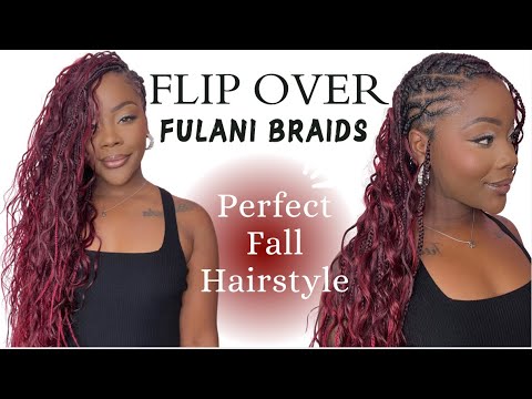 Bohemian Flip Over Fulani Braids Half Up Half Down w/ Boho Box Braids ...