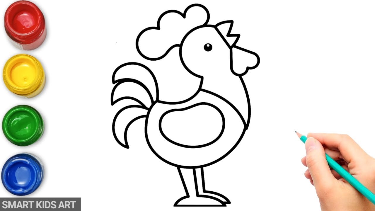 How To Draw Chicken | Cock Drawing | Draw Smart - YouTube