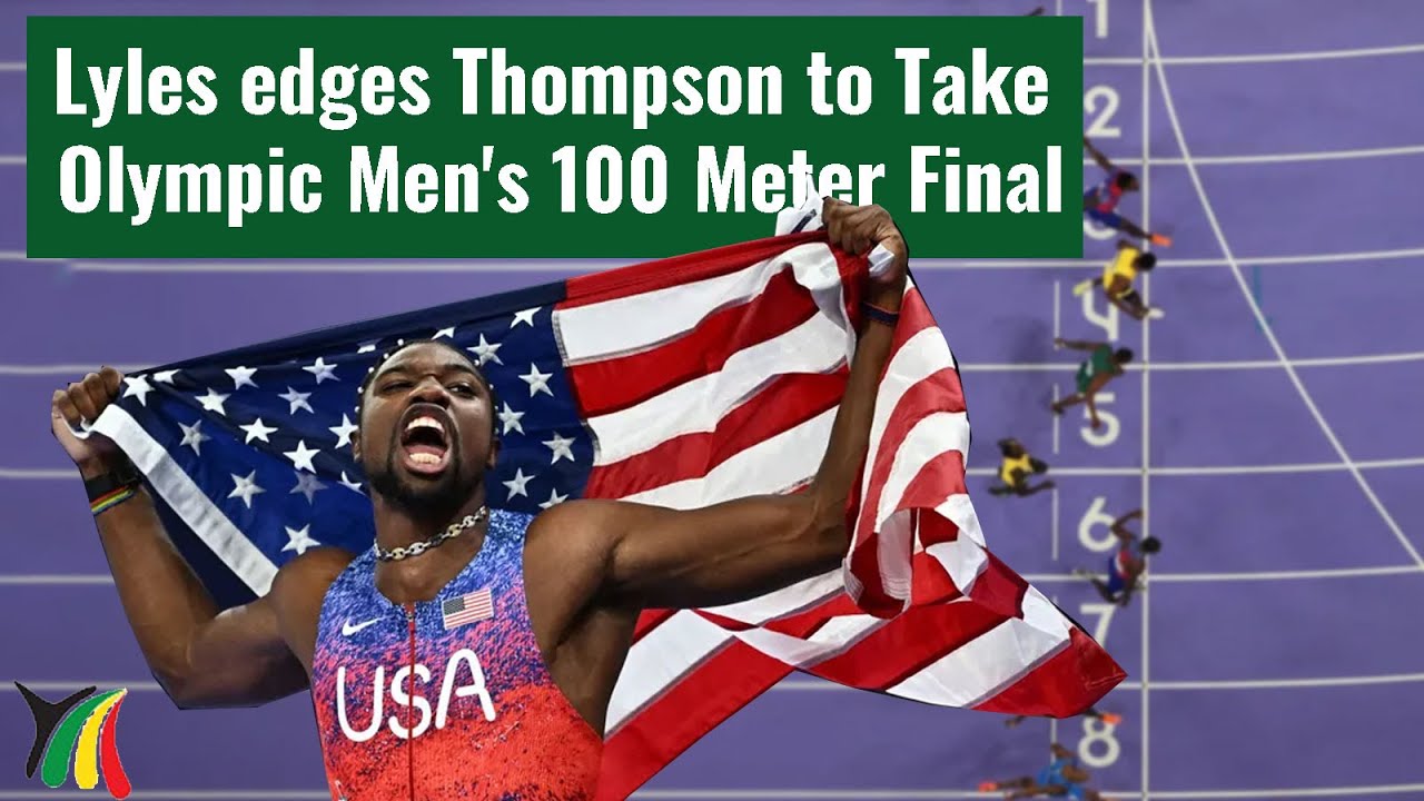 Lyles edges Thompson to Take Olympic Men's 100 Meter Final - YouTube