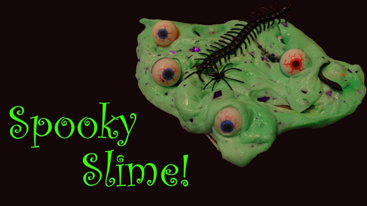 Spooky Green Halloween Slime - Eyeballs, Spiders, and a Snake - YouTube