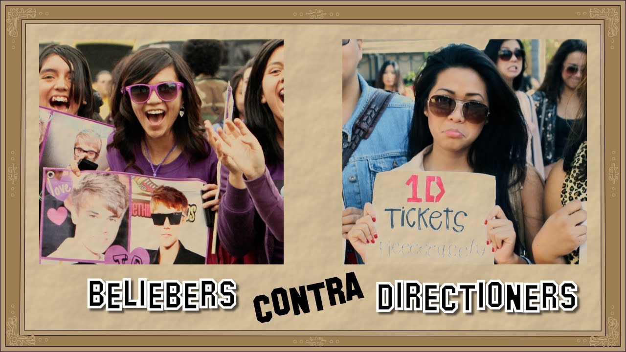 Directioners contra Beliebers. Fans de One Direction contra fans de Justin Bieber - YouTube
