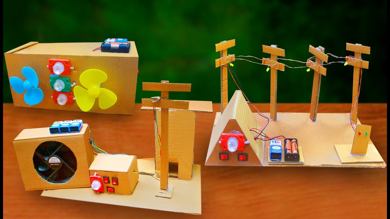 3 Science project item made with cardboard DC motor LED - YouTube