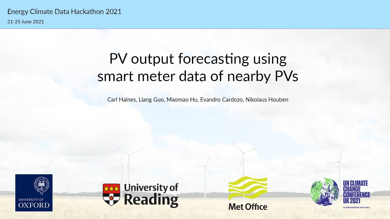 Pv Output Forecasting Using Smart Meter Data Of Nearby Pvs Youtube