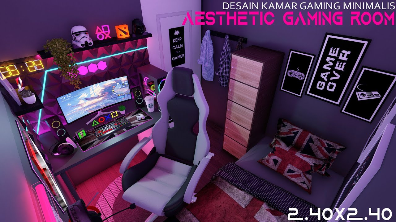 AESTHETIC GAMING ROOM Desain Kamar Gaming Minimalis Dengan Setup Gaming ...