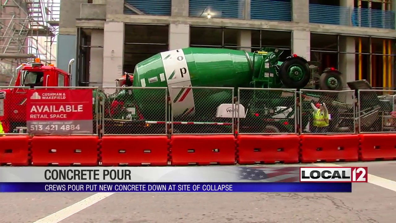 Concrete pour made on building that collapsed in November - YouTube