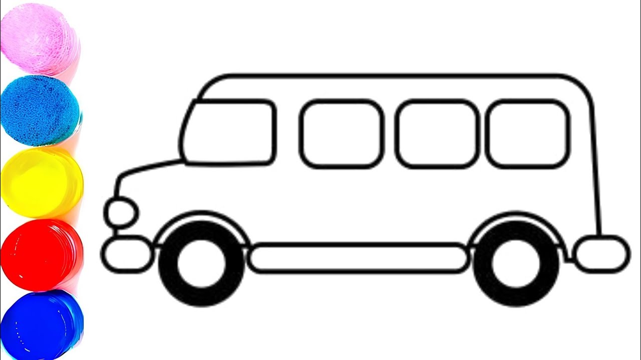 How to draw a bus step by step || kids easy bus drawing || bus drawing ...