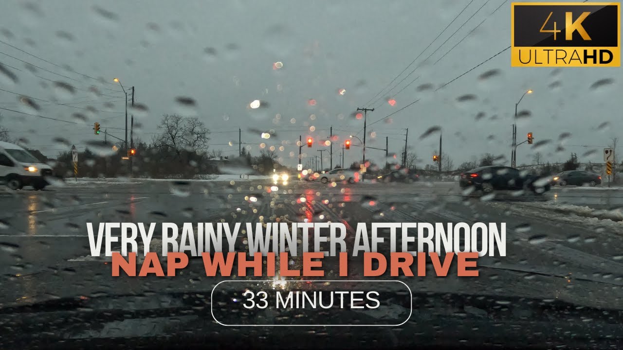 Very Rainy Winter Afternoon - 33 minutes - nap or relax while I drive ...
