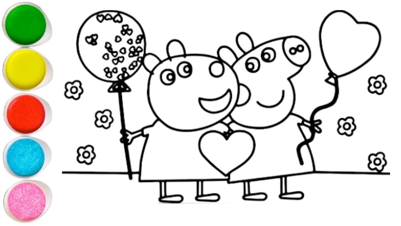 How to draw Peppa Pig and Suzy Sheep for Kids & Toddlers | Step by step ...