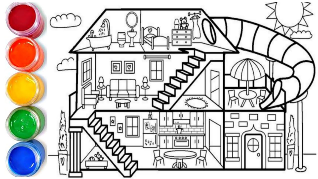 How to draw easy big house | easy drawing step by step for kids - YouTube