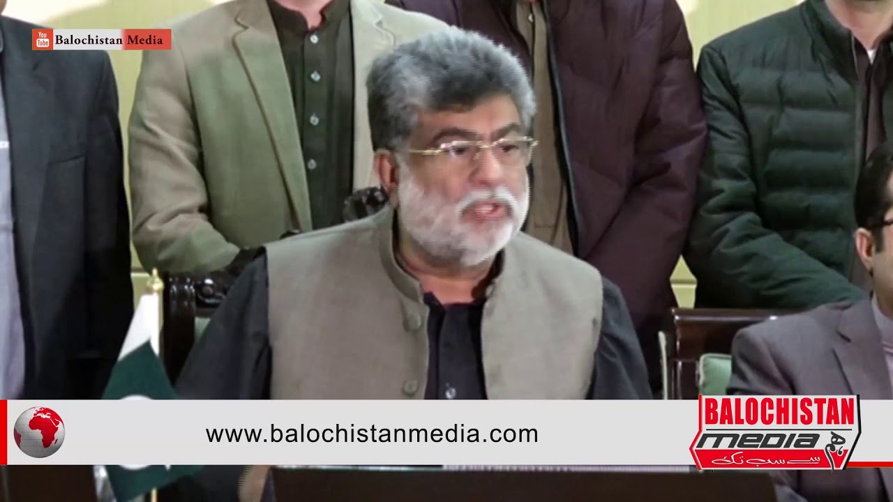 Minister for Education, Sardar Yar Muhammad Rind talking to media ...