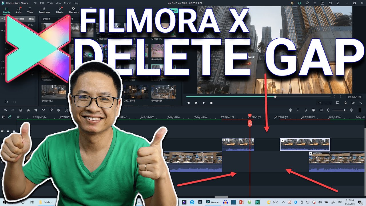 Filmora X Editing Tip - Deleting Empty Gap, Timeline Snap - YouTube