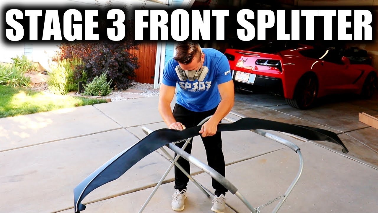 C7 Corvette Stingray Stage 3 Front Splitter Prep And Primer - YouTube