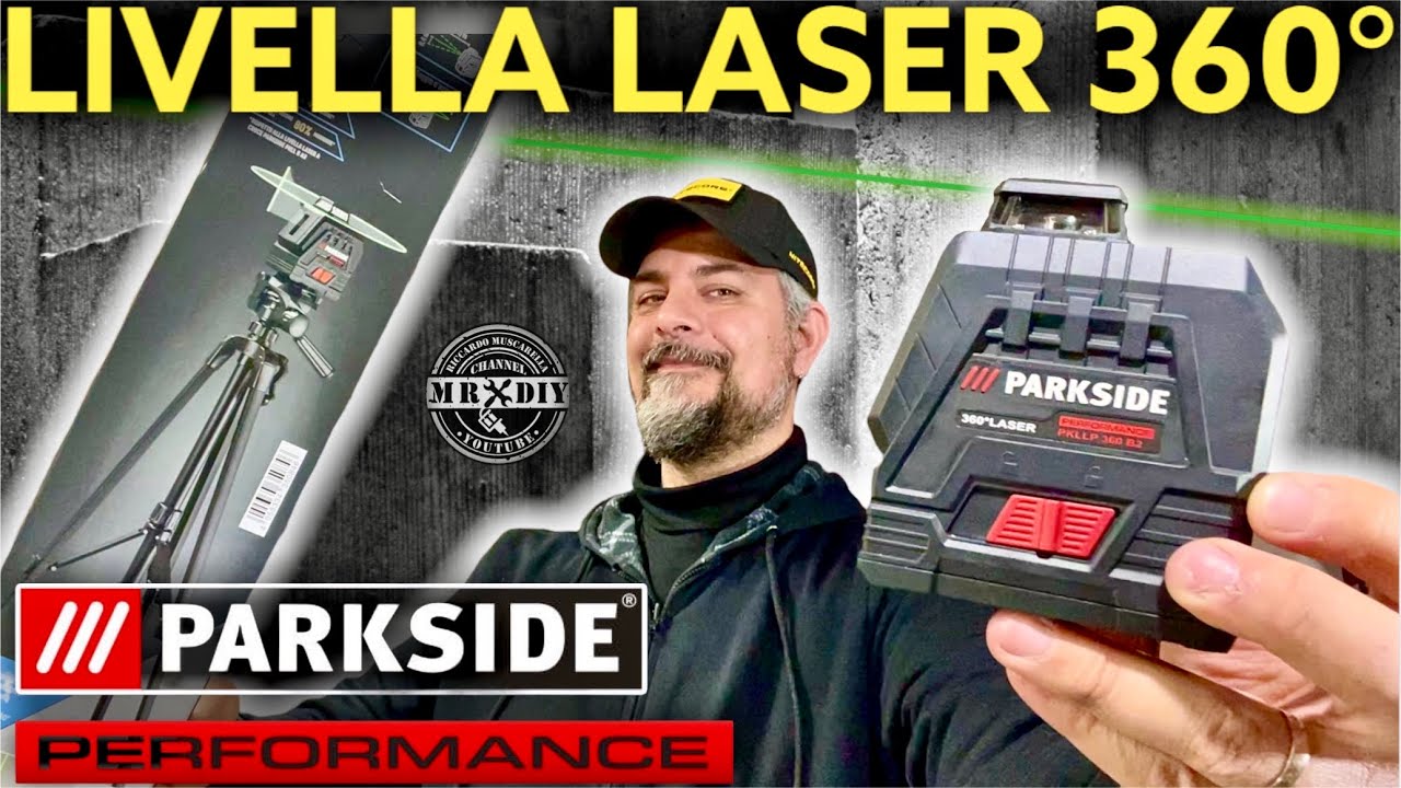 Livella laser a croce ricaricabile 4V. Livella laser 360° Parkside ...
