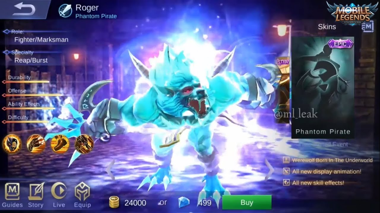 Roger Epic Skin - Phantom Pirate | Mobile Legends - YouTube