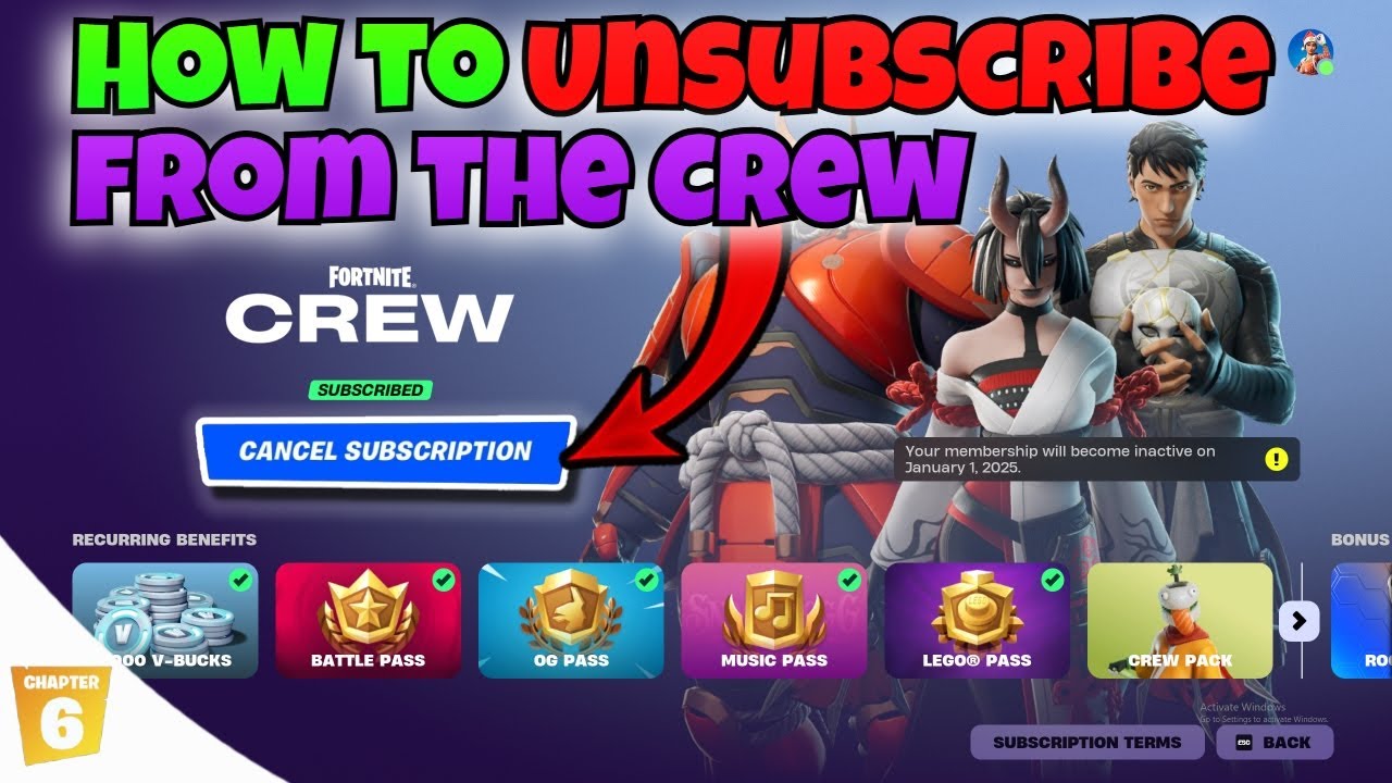 How to UNSUBSCRIBE from the FORTNITE CREW (UPDATED CHAPTER 6) - YouTube