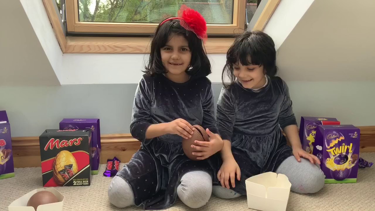 Aziza and Zehra open Easter eggs on lockdown! Opening Easter eggs part 1 - YouTube