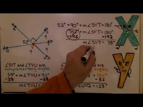 7th Grade Math 8.4b, Angle Pairs and One-Step Equations - YouTube