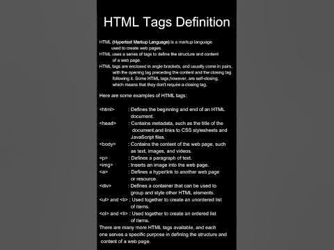 1 html tags definition #shorts #programming #coding #codingtips - YouTube