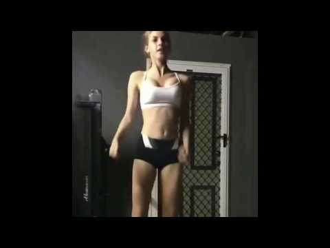 Emily Feld  is jumping and boxing