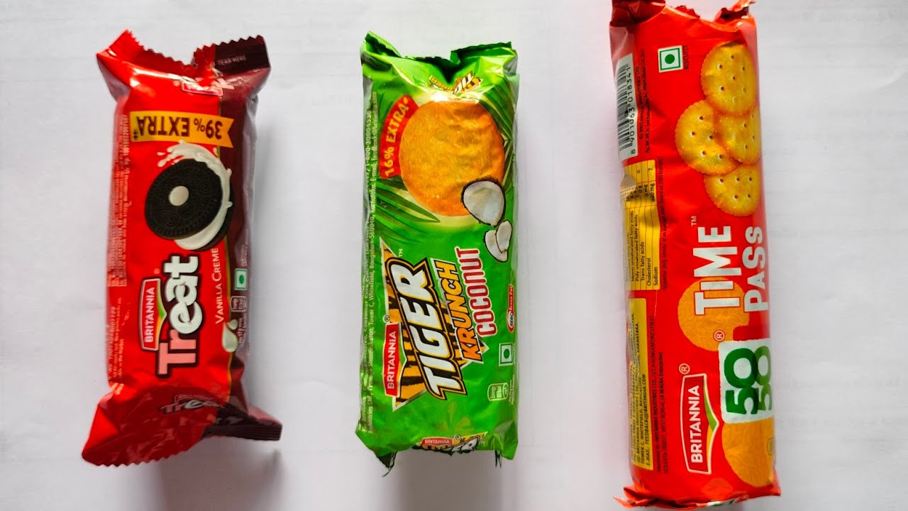 Britannia Treat venilla vs Tiger krunch coconut vs 50 50Time pass ...