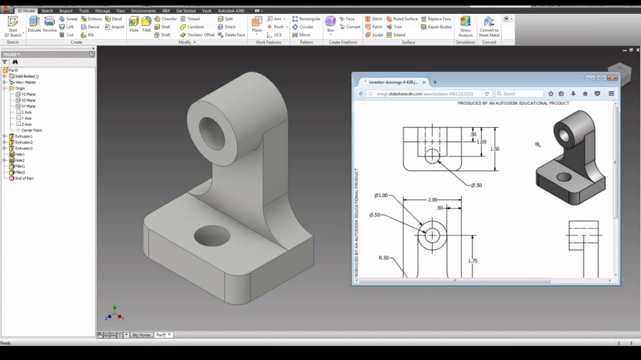 Inventor Tutorial - Machine Part 01 - YouTube