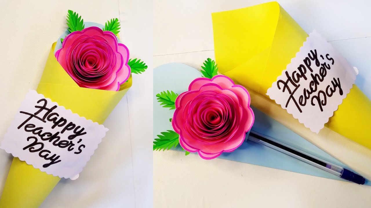 Teacher's day gift making idea with paper flower / a4 nirmana / how to ...
