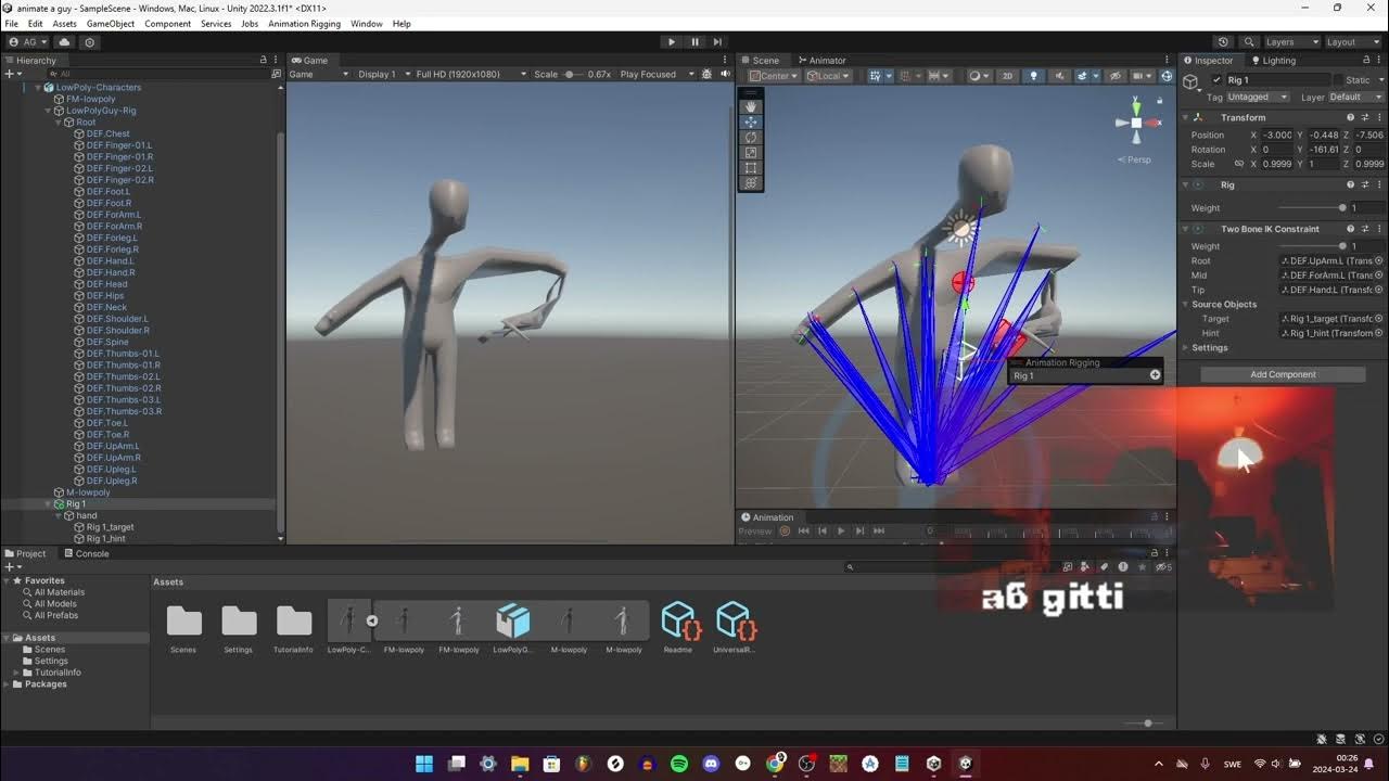 Animation rigging Unity 3d short devlog - YouTube