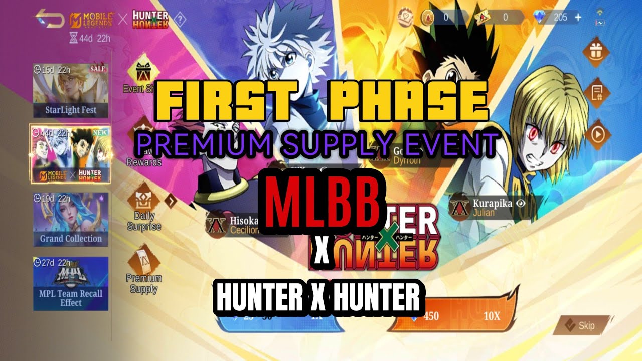 FREE SKIN? OR FREE EMOTE? FIRST PHASE PREMIUM SUPPLY OF MLBB X HUNTER X ...