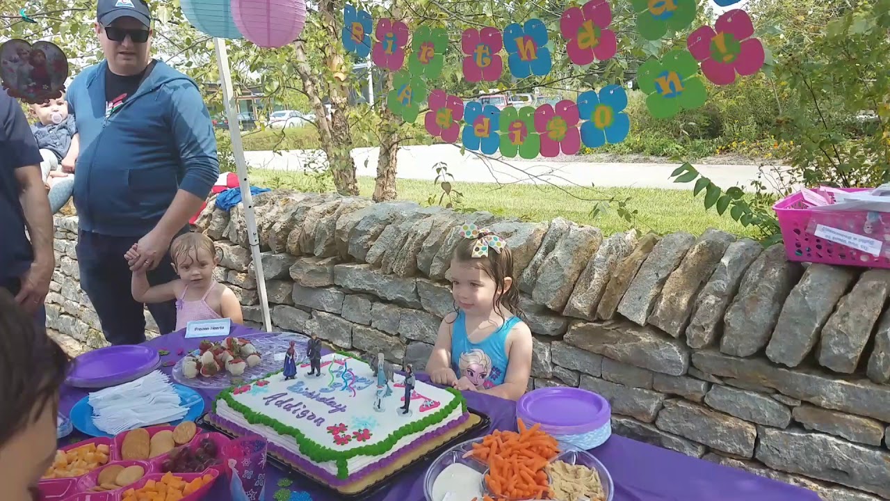 Singing "Happy Birthday" to Addison at her Frozen birthday party - YouTube