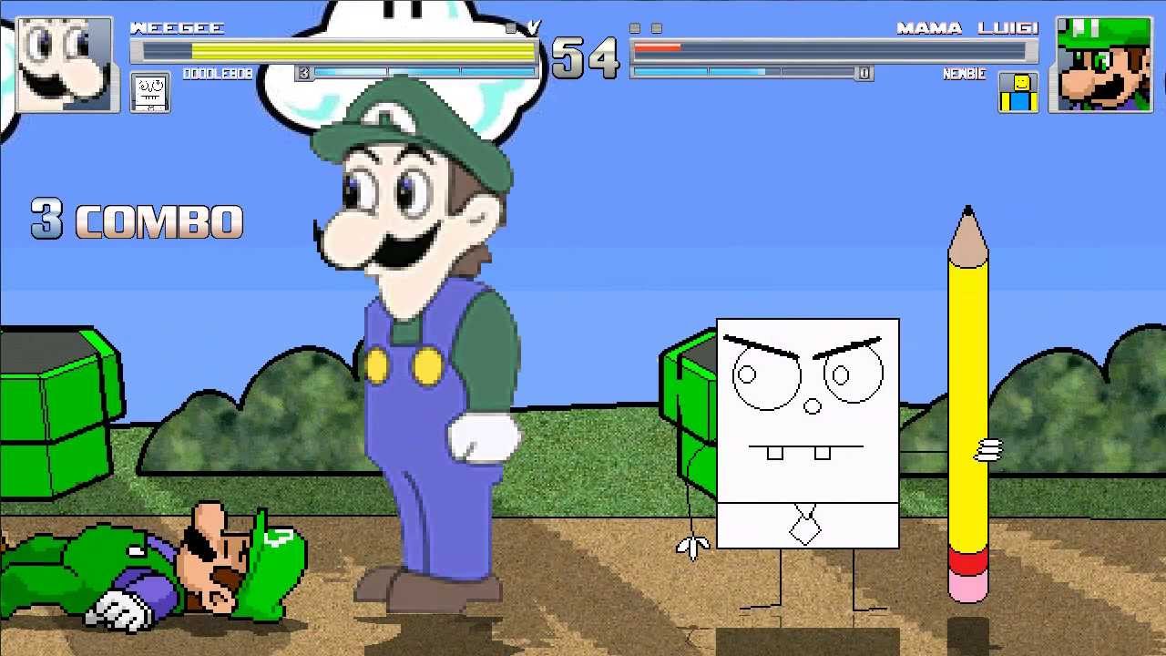 MUGEN: Weegee & Doodlebob vs Mama Luigi & Newbie - YouTube